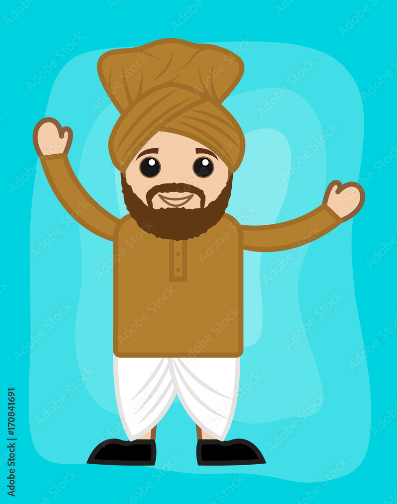 Joyful Cartoon Sardar desi clip-art Stock Vector | Adobe Stock