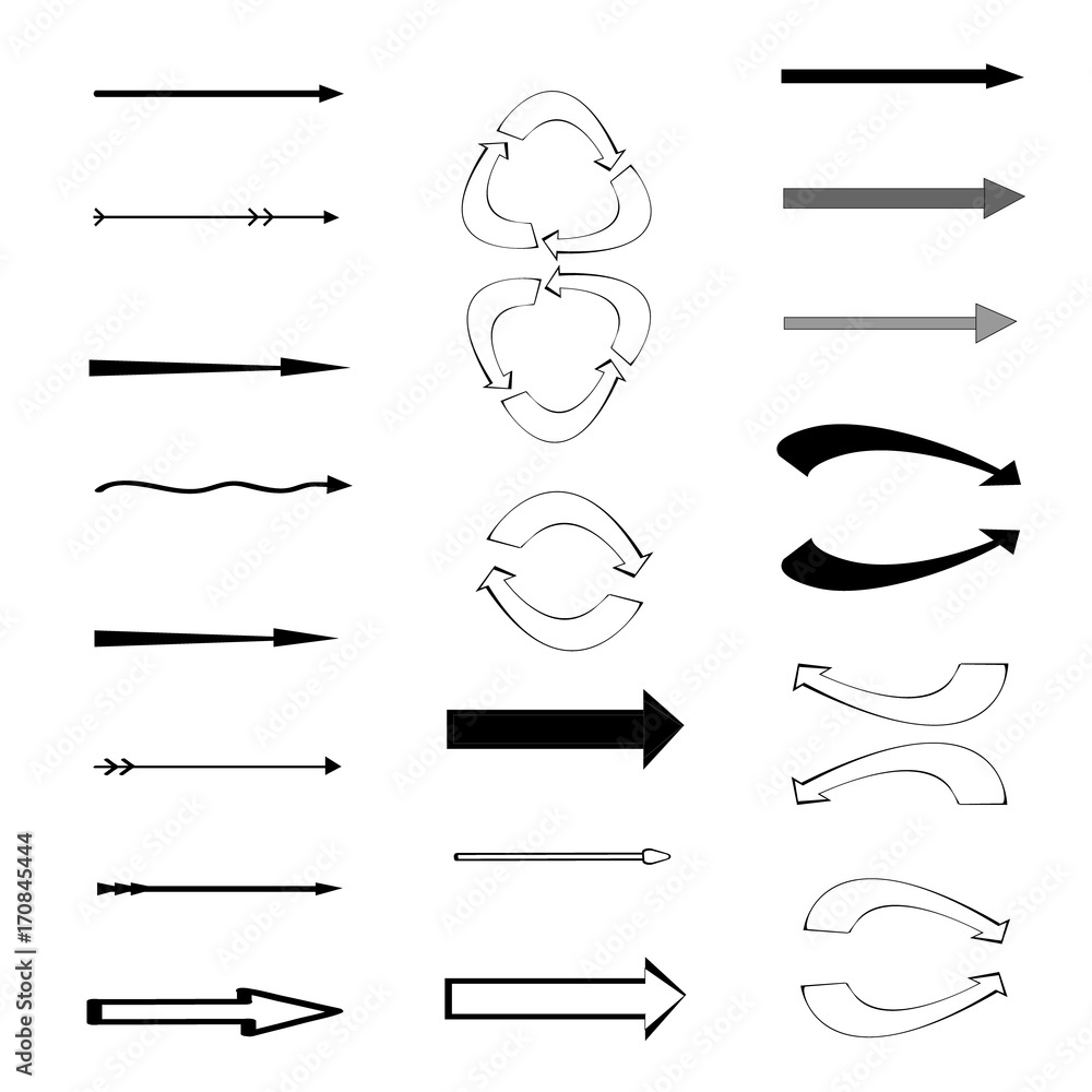 Black arrows. Vector set of black arrow-shaped elements. The original ...