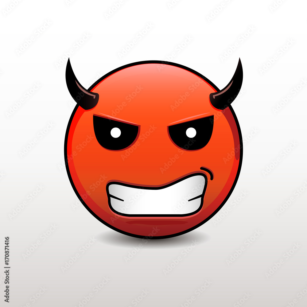 Angry devil emoticon. Vector emoji smiley Stock Vector | Adobe Stock
