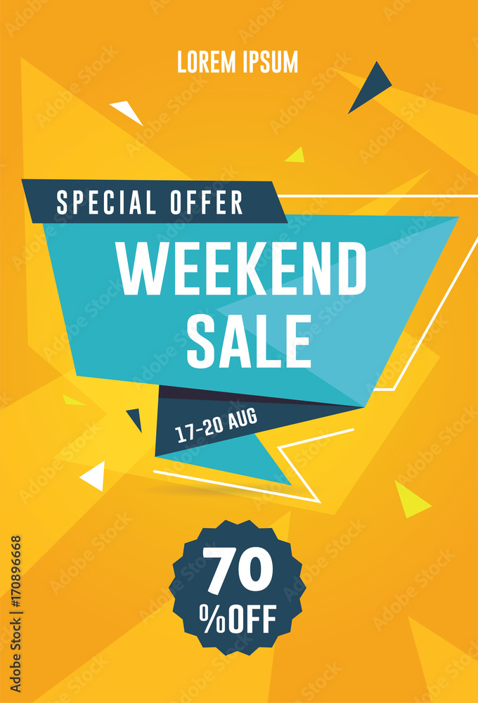 Weekend sale flyer / banner. Vector illustration for social media ...