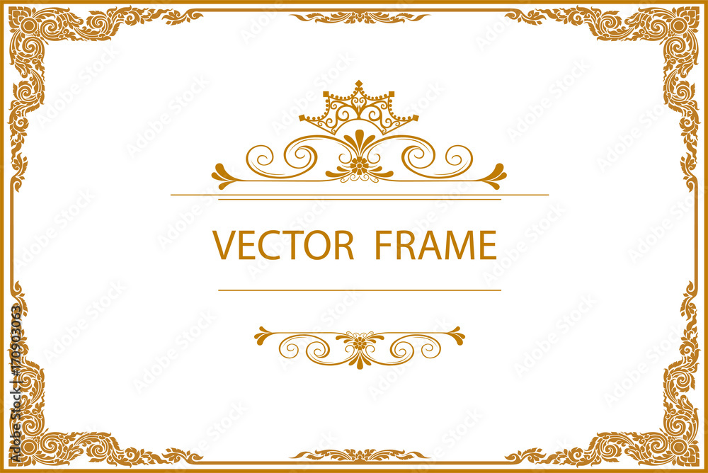 Gold border design, frame photo template, certificate template with ...