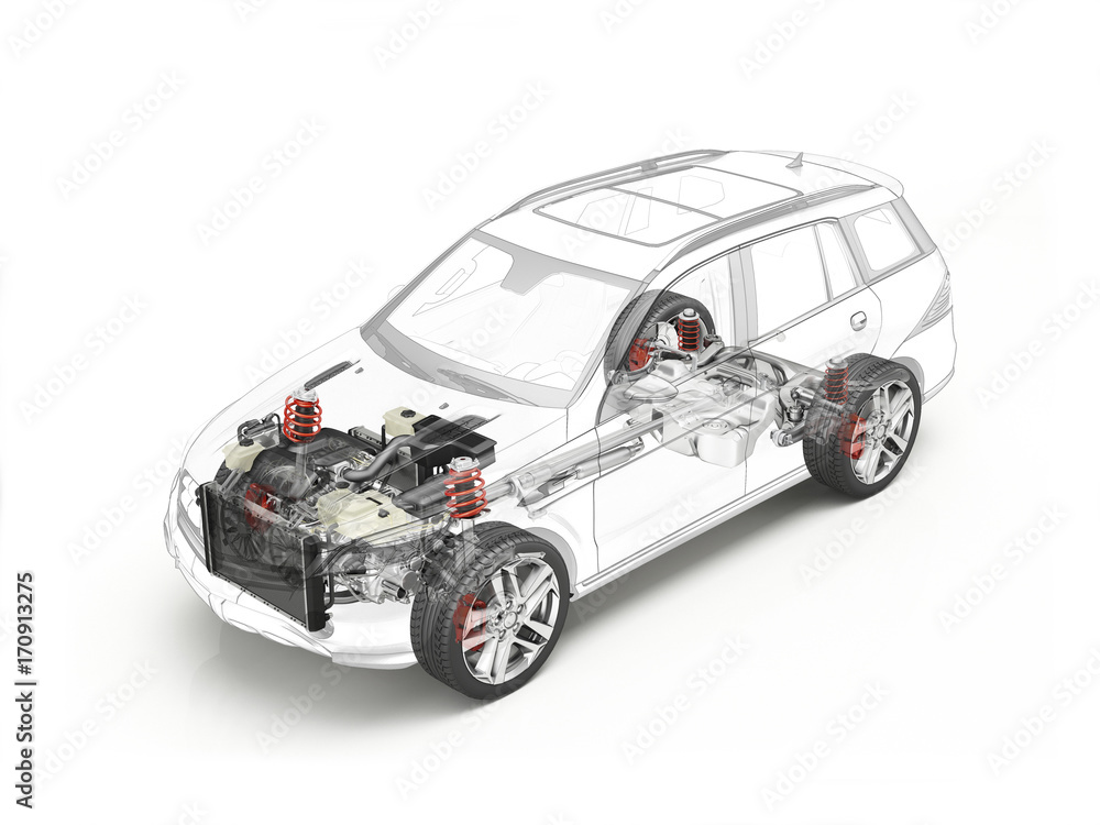 Technical drawing of car, illustration Stock Photo | Adobe Stock