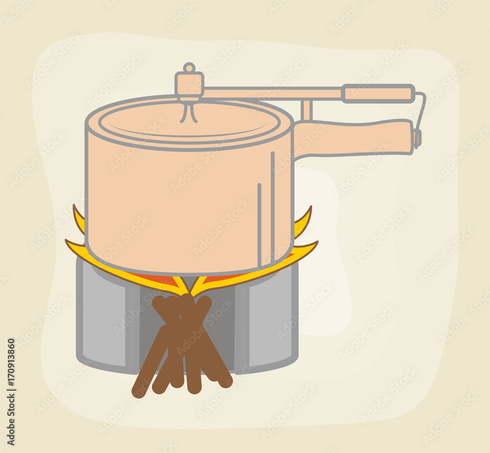 Cooking on desi indian chulha Vector Element Stock Vector | Adobe Stock