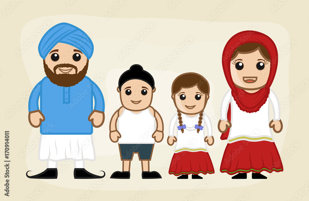 Happy Cartoon Family Stock Vector | Adobe Stock