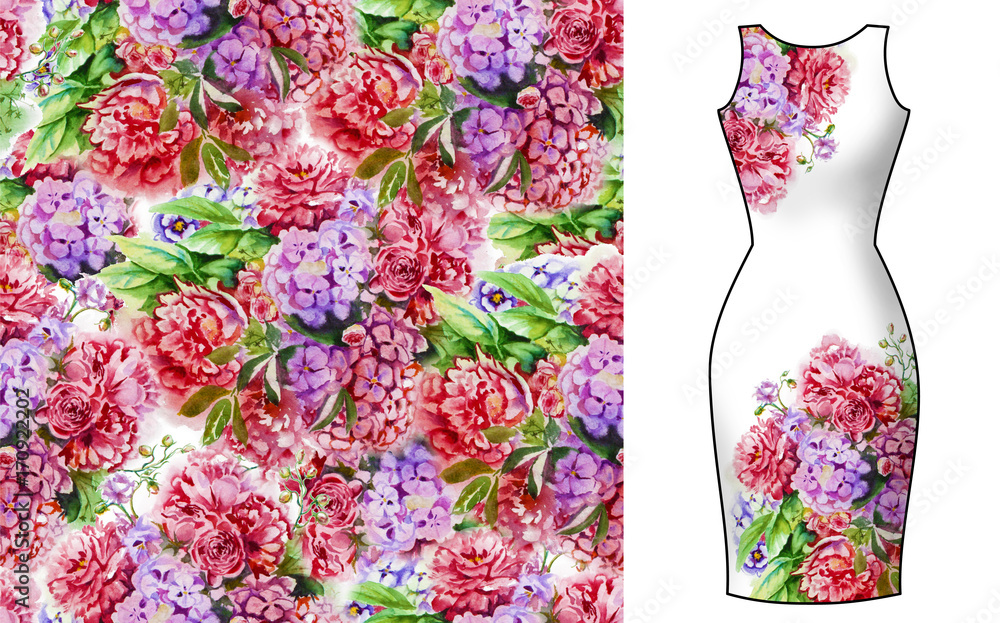 Seamless fashion background. Women's dress mock up with seamless hand ...