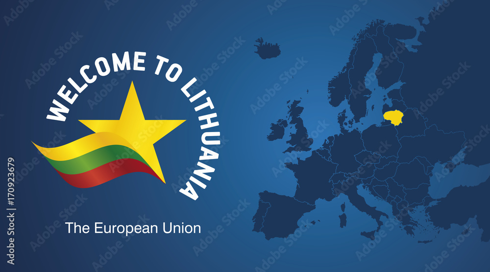 Welcome to Lithuania EU map banner logo icon Stock Vector | Adobe Stock