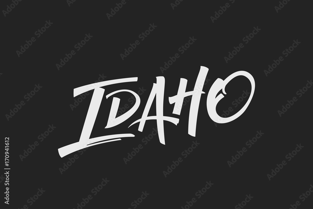 Idaho USA State Word Logo Name Hand Painted Brush Lettering Calligraphy ...