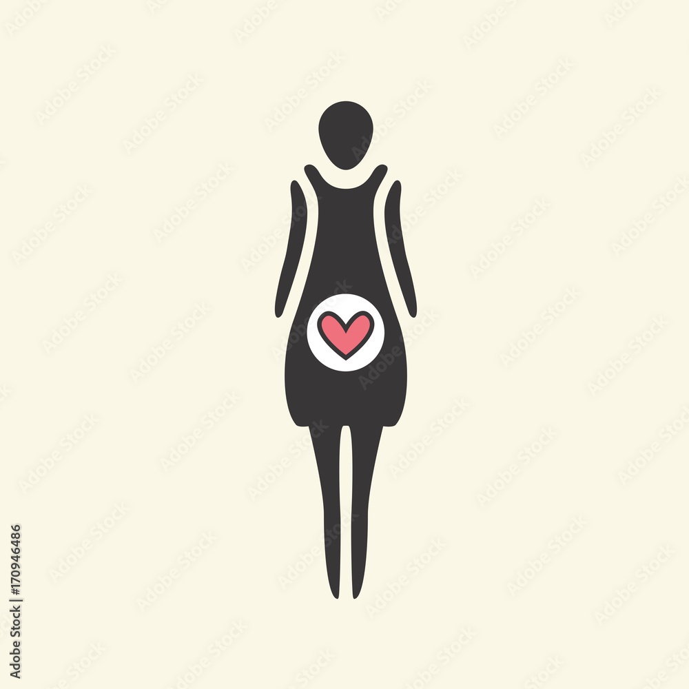Cartoon icon of a pregnant girl. Birth of a child. Vector graphic ...