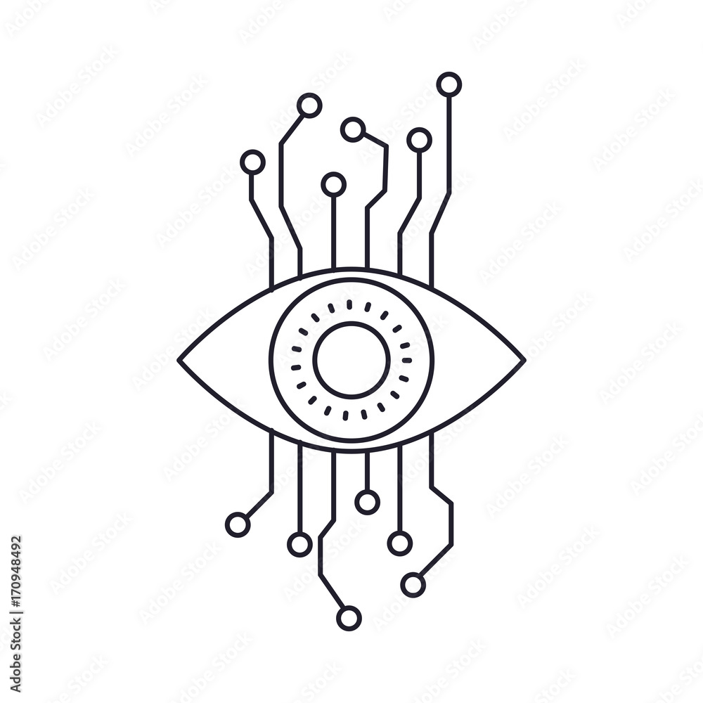 eye cyber security monochrome silhouette on white background vector ...