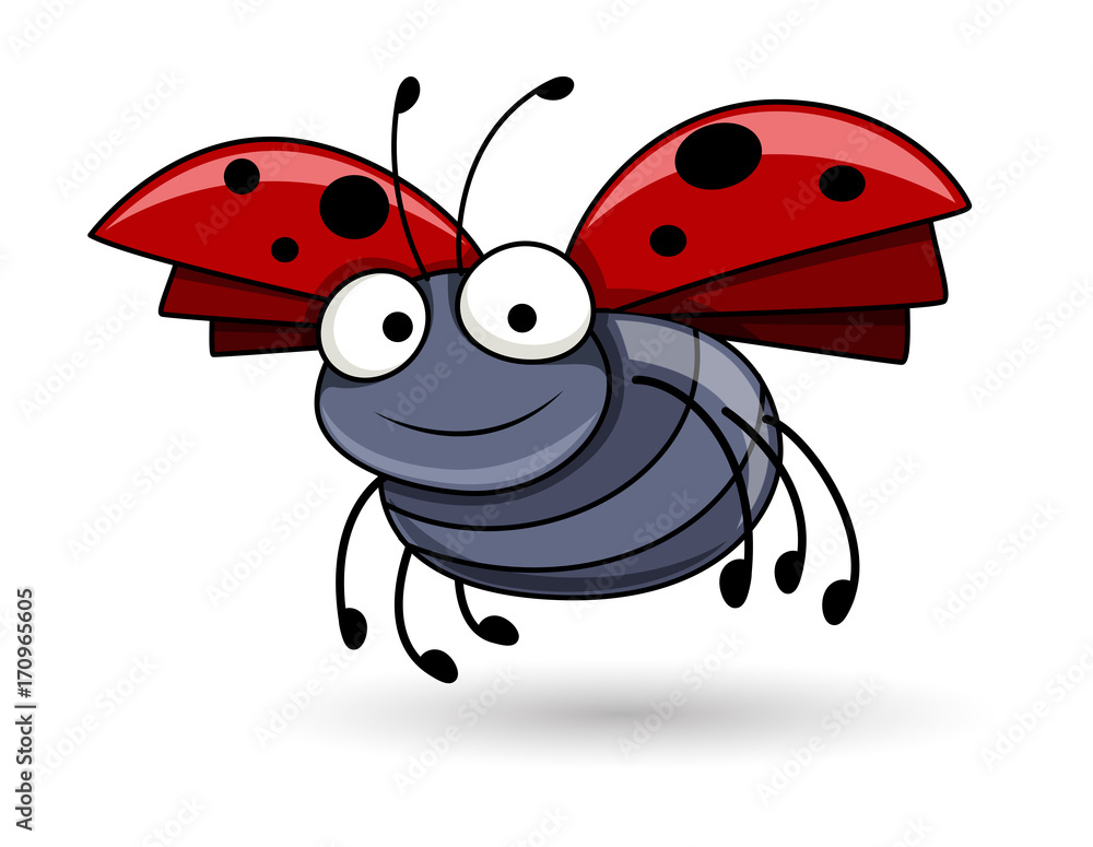 Cartoon Lady Bug Flying - handmade clip-art vector Stock Vector | Adobe ...