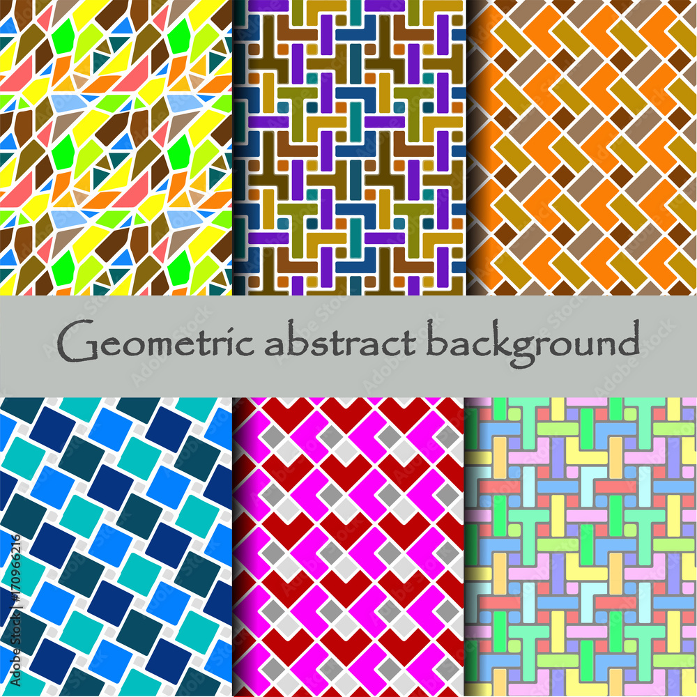 Geometric seamless vector pattern set - vivid color block. This ...
