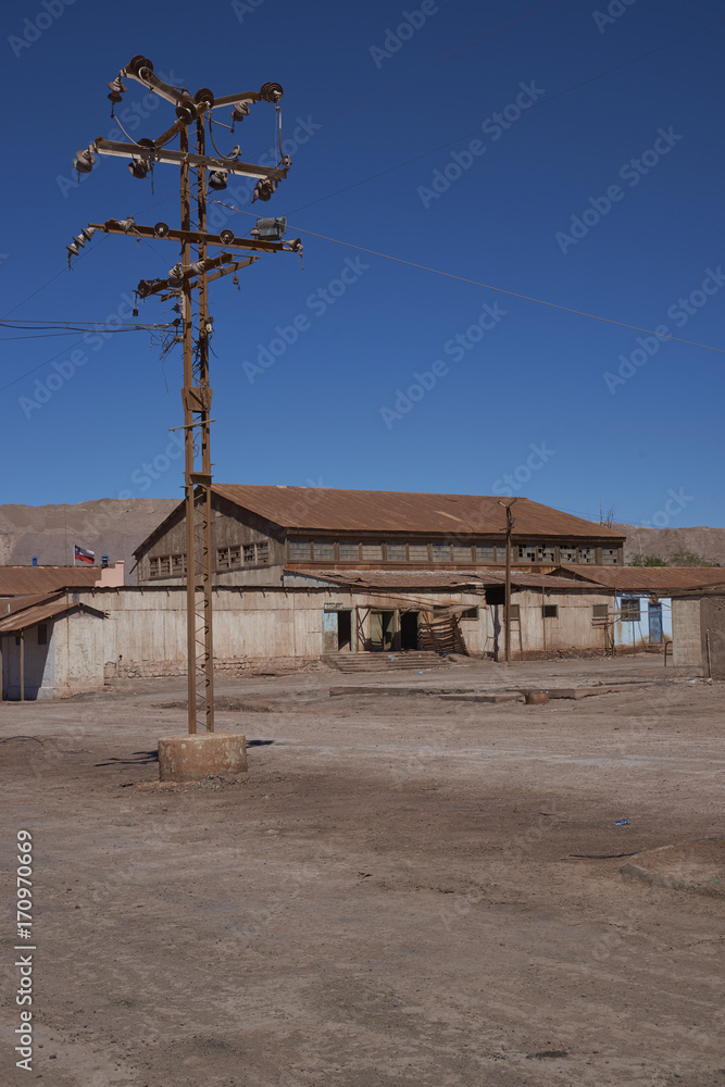 Derelict nitrate mining town of Pedro de Valdivia in the Atacama Desert ...