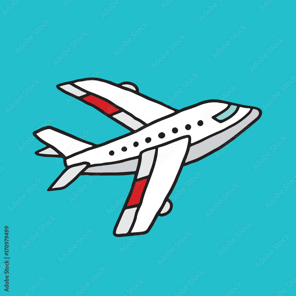 Cartoon Airplane On a Blue Background Stock Vector | Adobe Stock