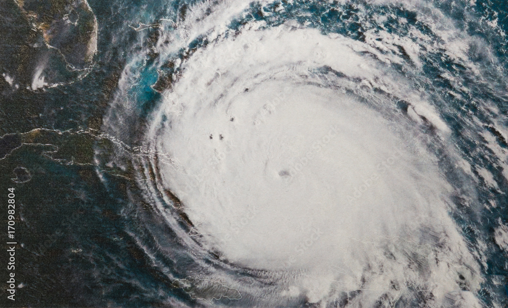 infrared image of Hurricane Irma in the Bahamas. Elements of this image ...