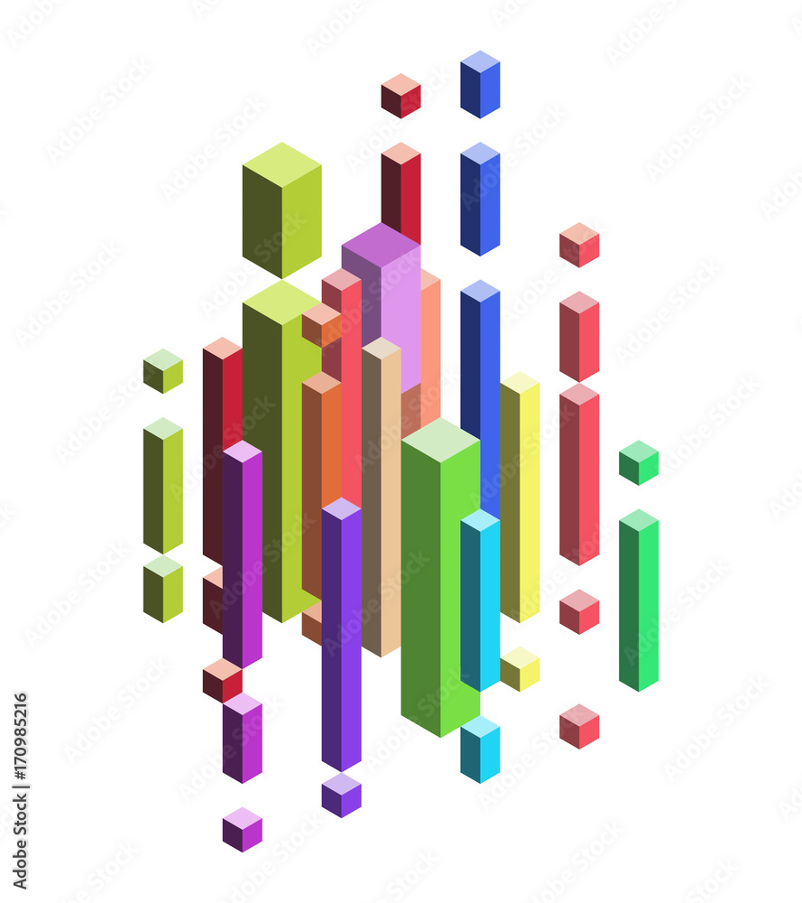 Abstract Construction - 3D Pixel Art Isometric Pattern for Design ...
