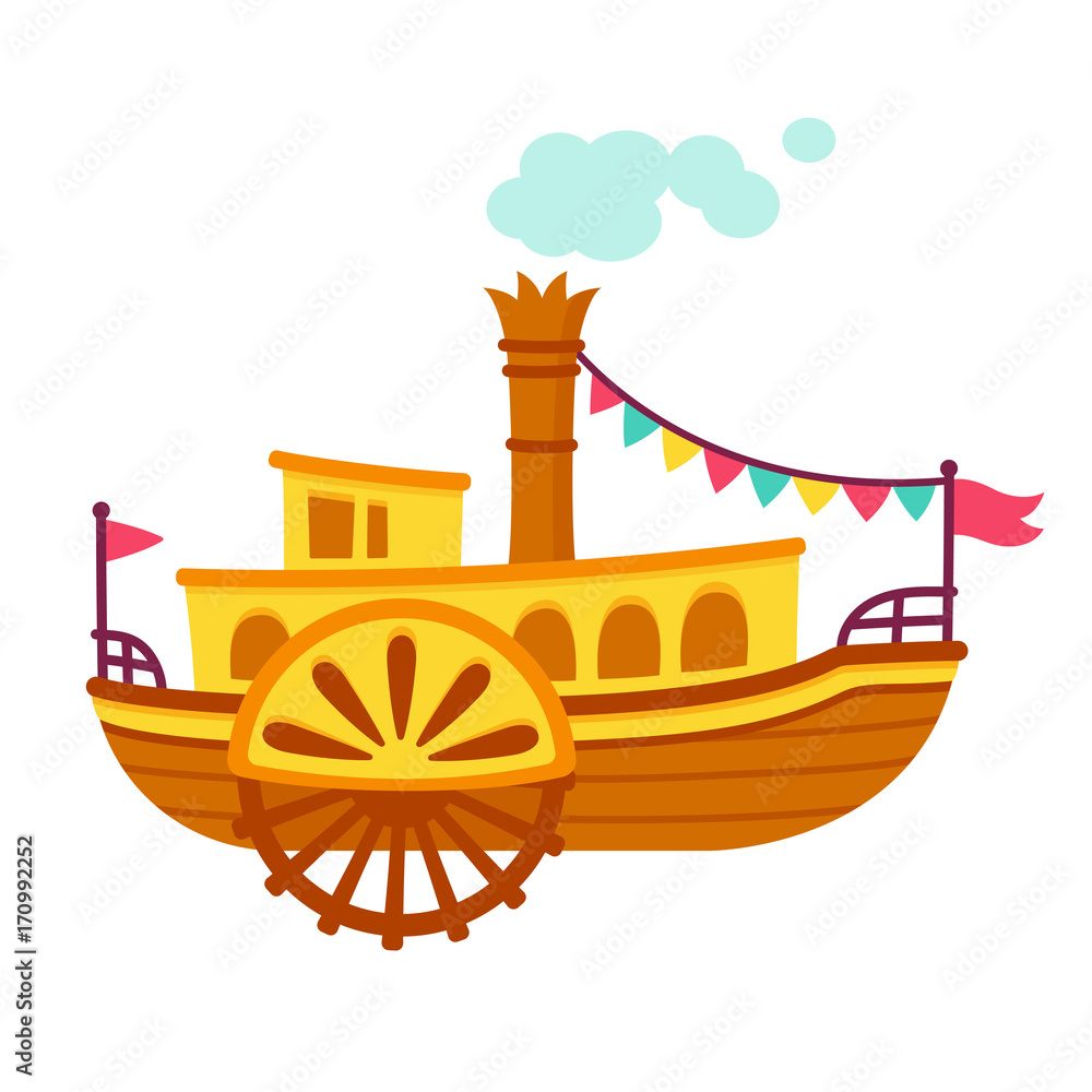 Cartoon steamboat ship Stock Vector | Adobe Stock