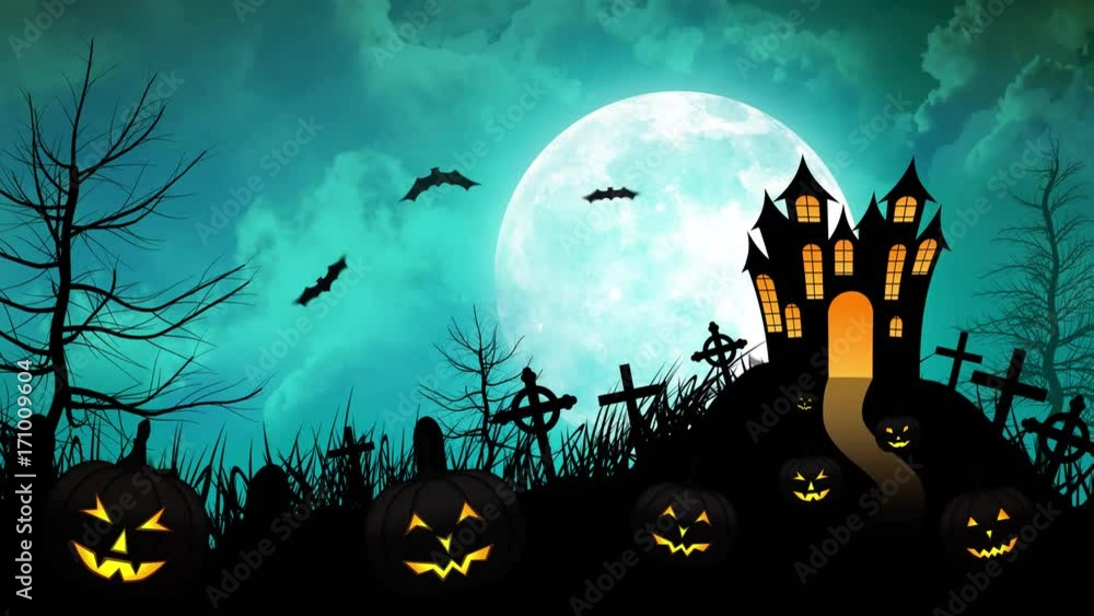 Halloween background animation with the concept of Spooky Pumpkins ...