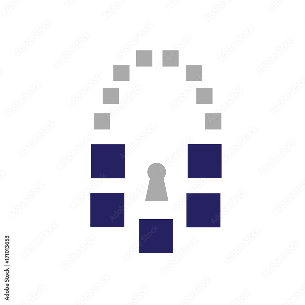 tech lock logo, lock with squares, illustration design, isolated on ...