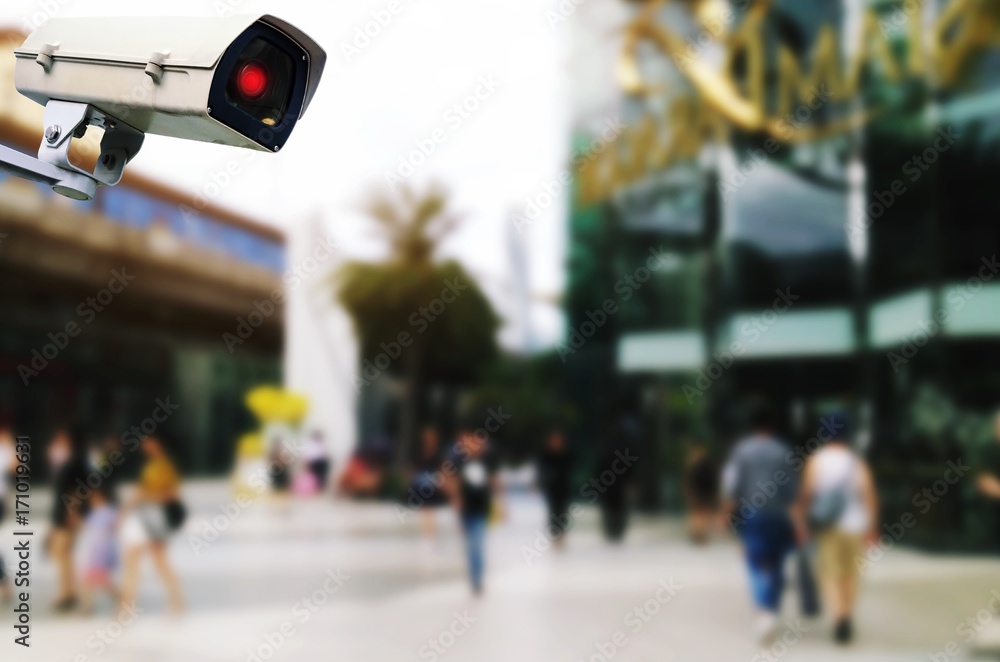 CCTV, security outdoor camera system operating with blurred image of ...