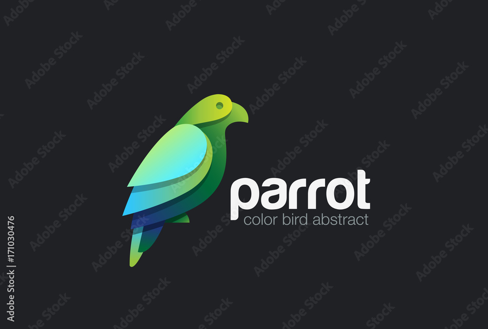 Colorful Parrot sitting abstract Logo design vector template Stock ...