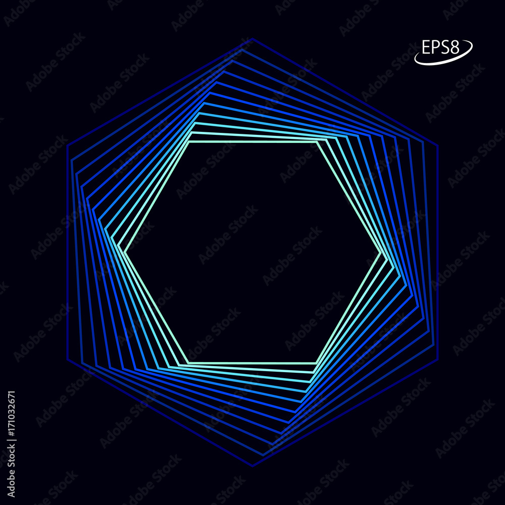 Hexagonal Linear Symbol Design in Blue Tones. Modern Vector ...