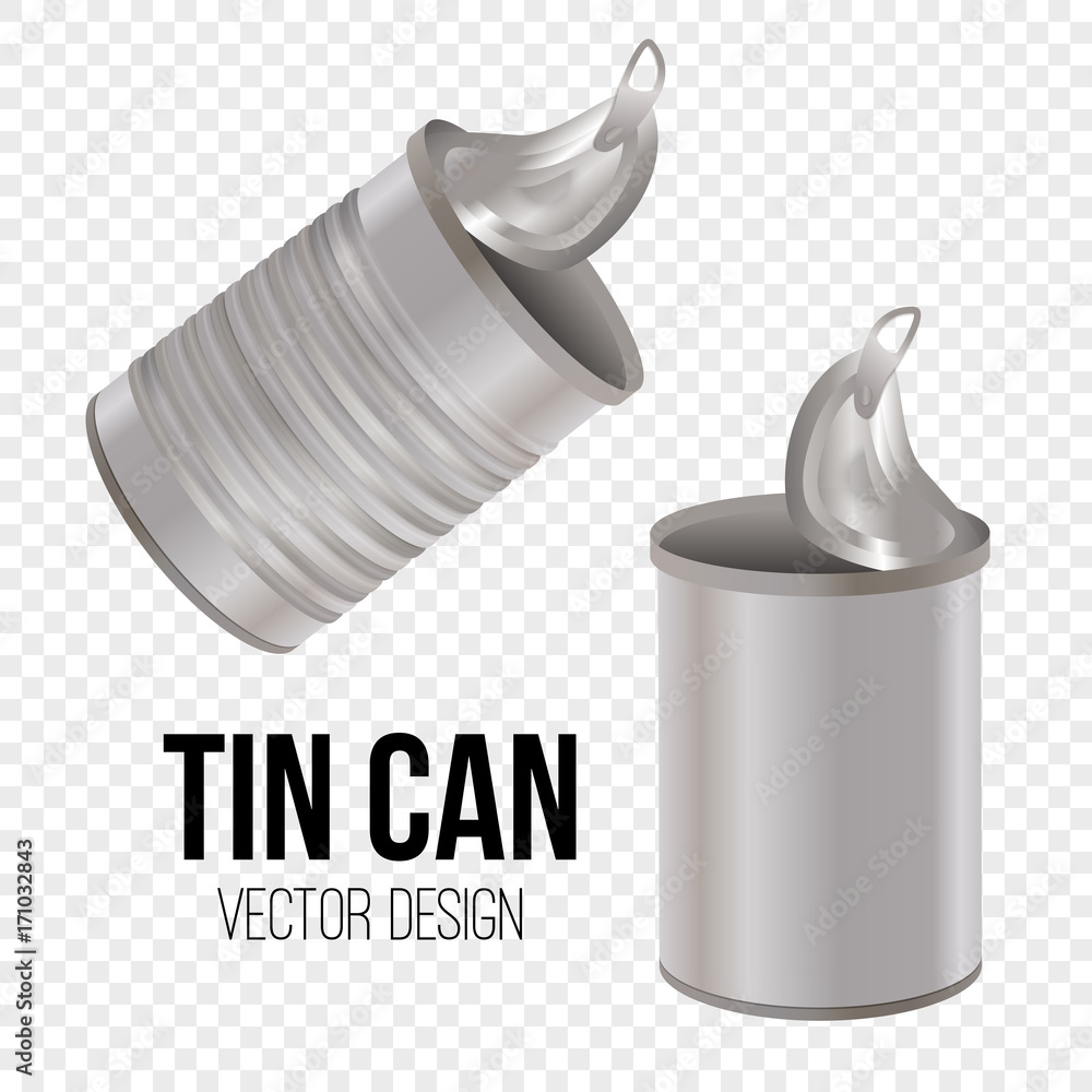 Tincan, canned food realistic vector package mockup, isolated on white ...