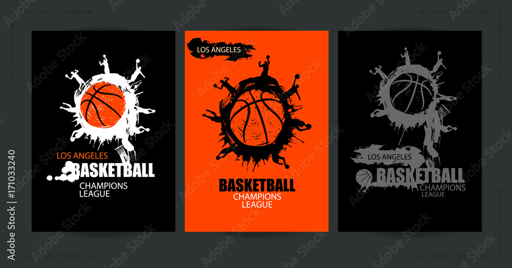 Design for basketball. Set posters for the tournament. Abstract ...