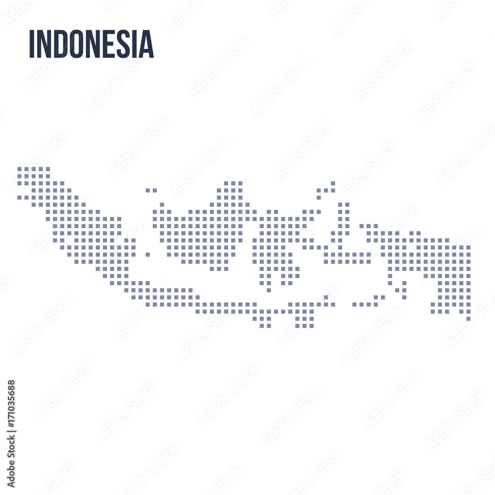 Vector pixel map of Indonesia isolated on white background Stock Vector ...