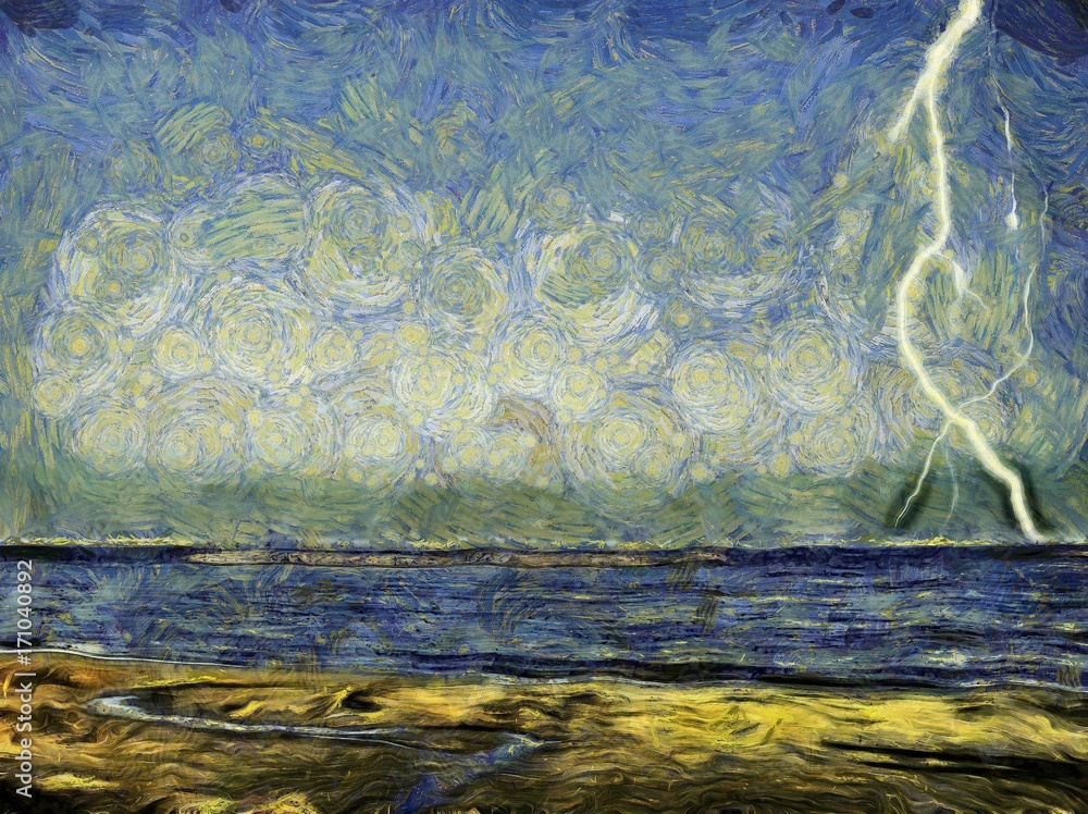 Artwork illustration- drawing on canvas. Van Gogh style. Pastel art ...