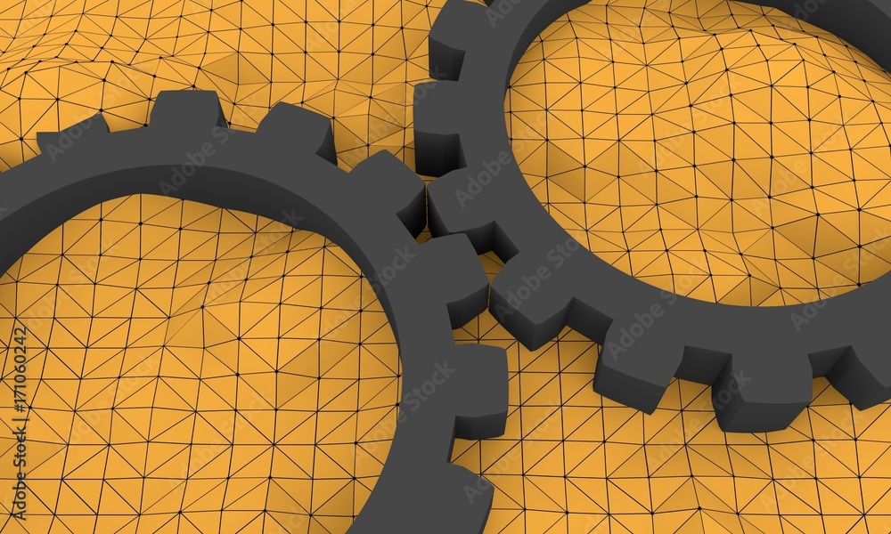 Mechanism of gears. Communication concept in industrial design. Modern ...