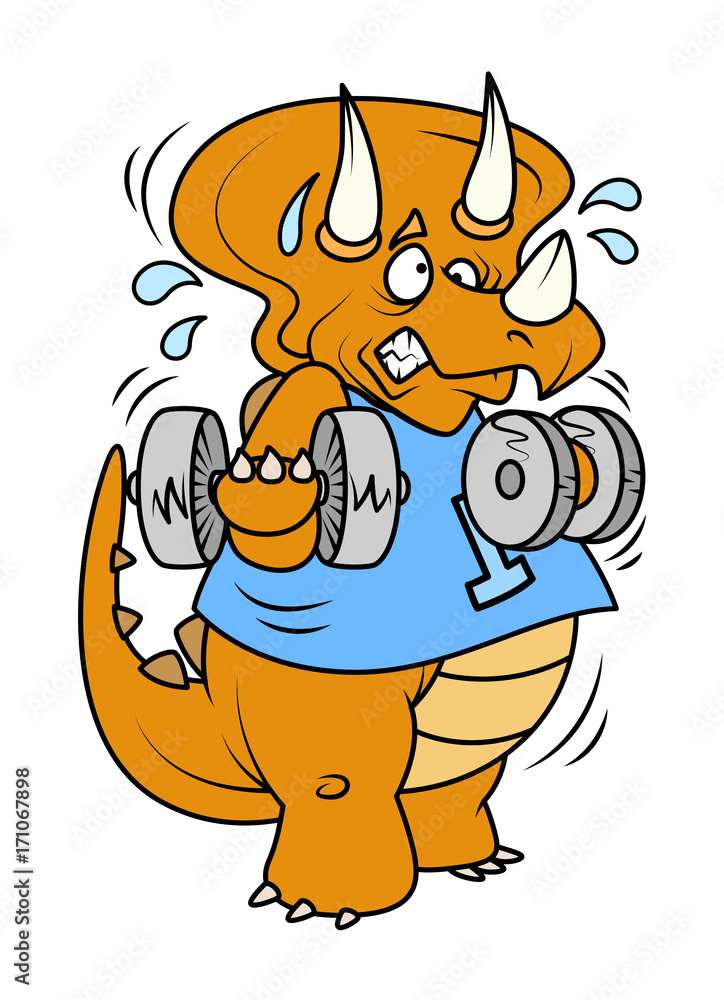 Working Out Cartoon Dinosaurs