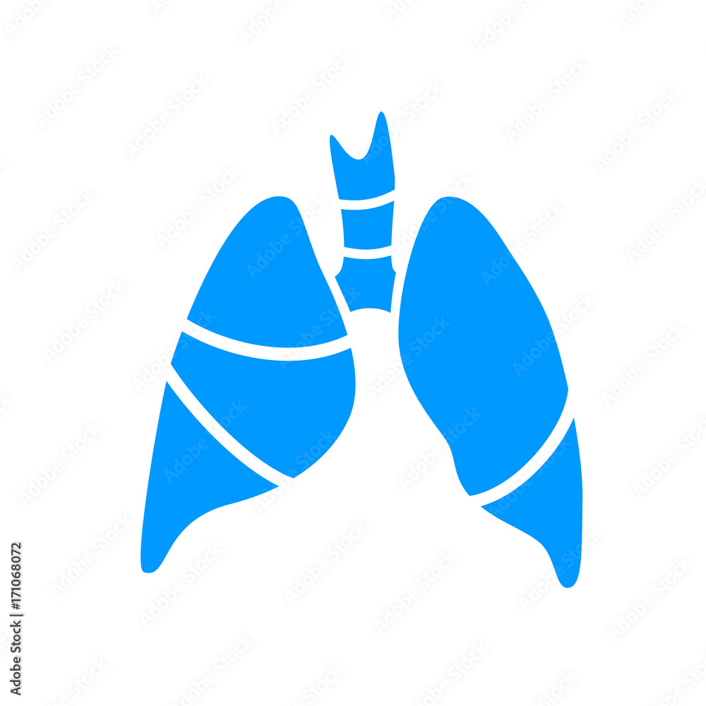 Vector silhouette medical illustration of human body organ - lungs with ...