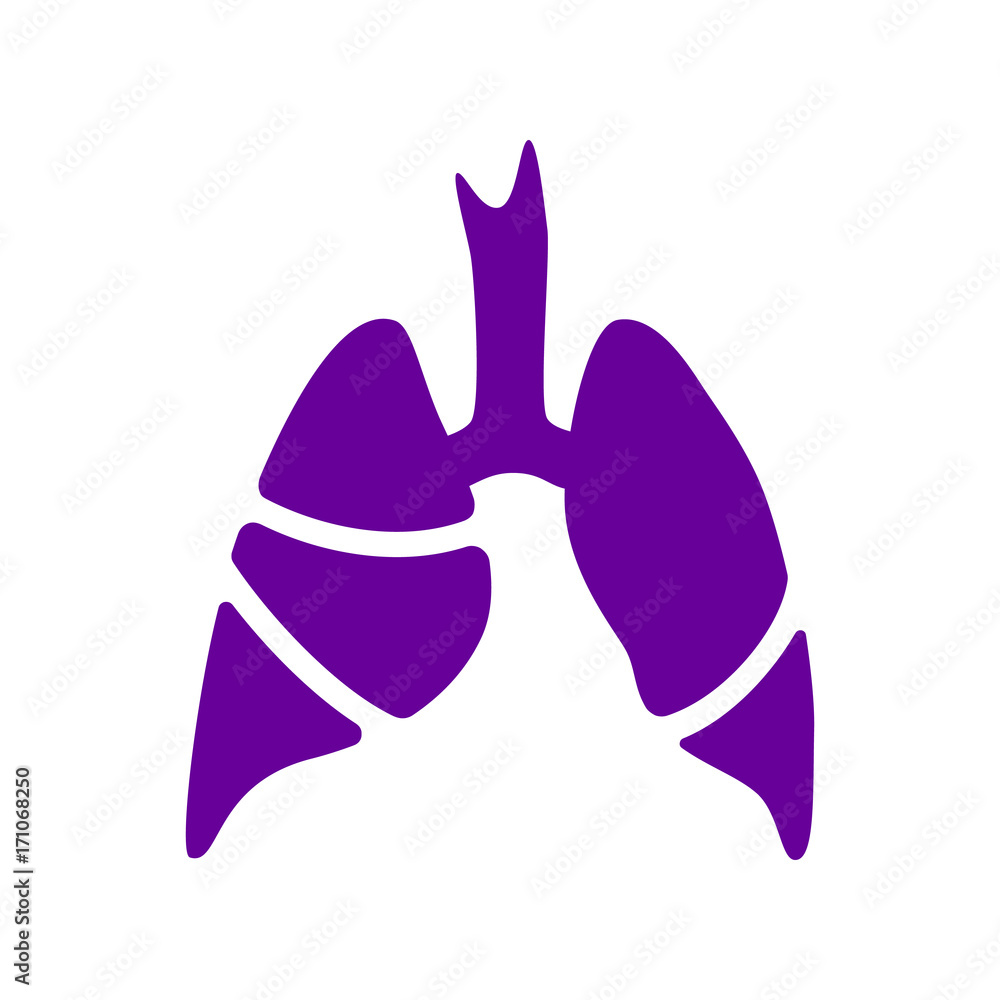 Vector silhouette medical illustration of human body organ - lungs with ...