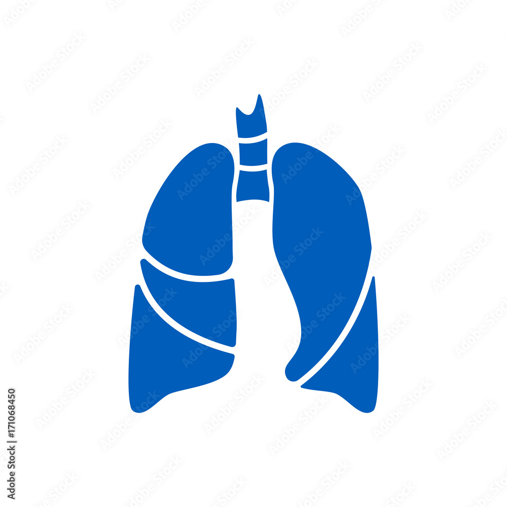 Vector silhouette medical illustration of human body organ - lungs with ...