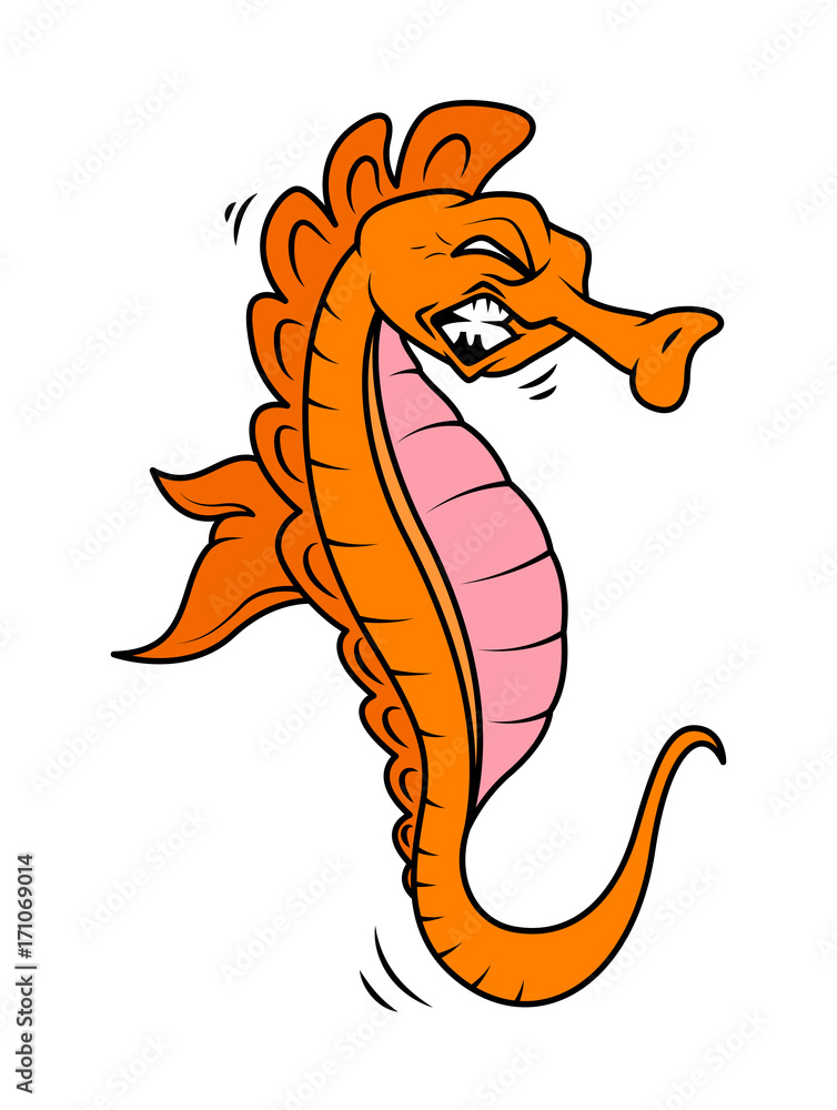 Irritated Cartoon Seahorse - cartoon clip-art vector character Stock ...
