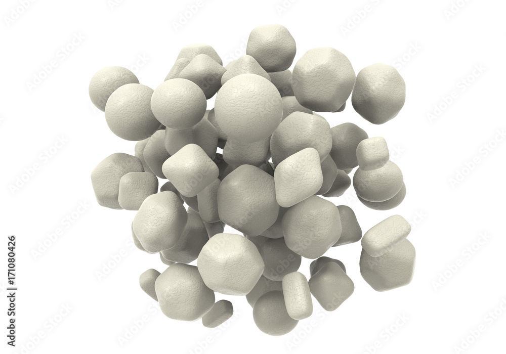 Zinc oxide nanoparticles, 3D illustration. ZnO nanoparticles have ...