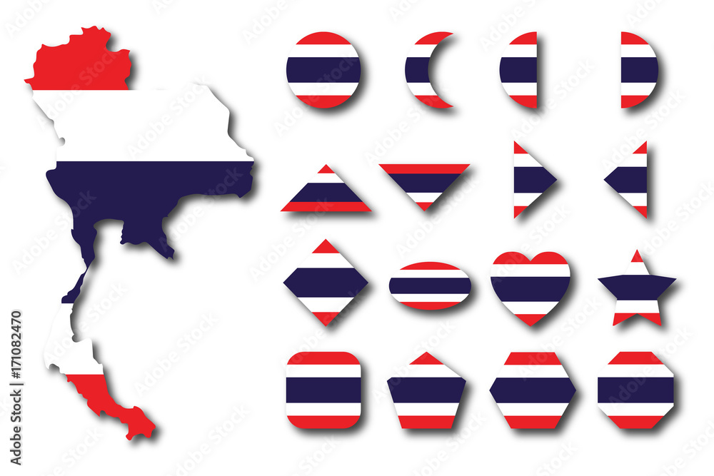 Thaiand map isolated on wihte background with geometric shape in color ...