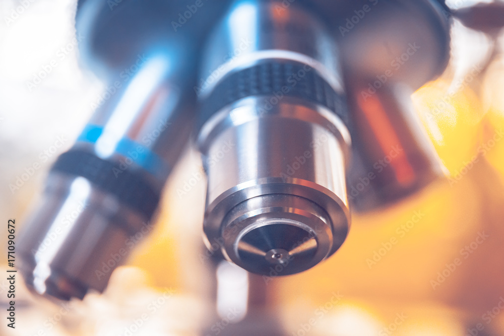 Optical microscope - science and laboratory equipment. Microscope is ...