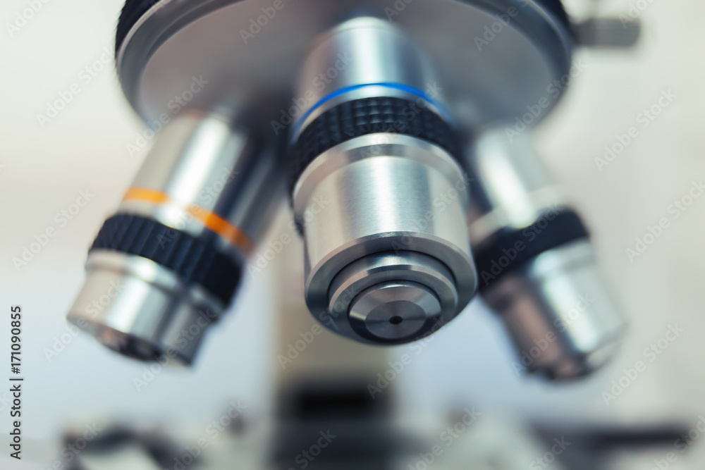 Optical microscope - science and laboratory equipment. Microscope is ...