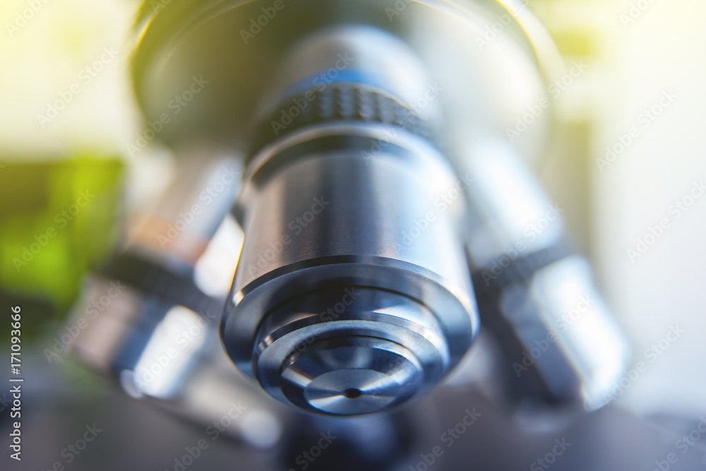 Optical microscope - science and laboratory equipment. Microscope is ...