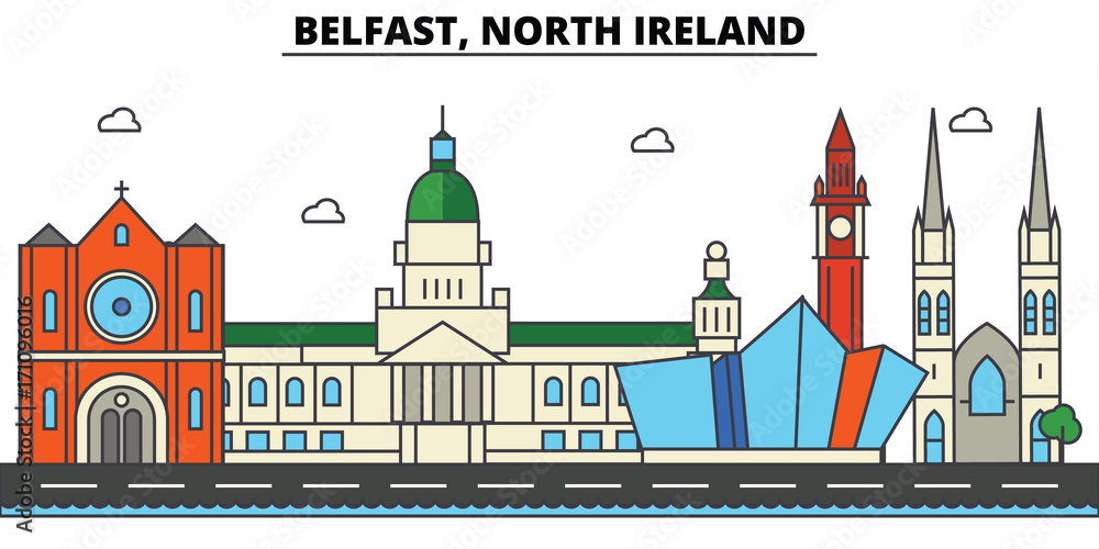 Belfast, North Ireland. City skyline: architecture, buildings, streets ...