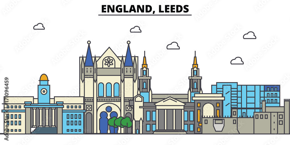 England, Leeds. City skyline: architecture, buildings, streets ...