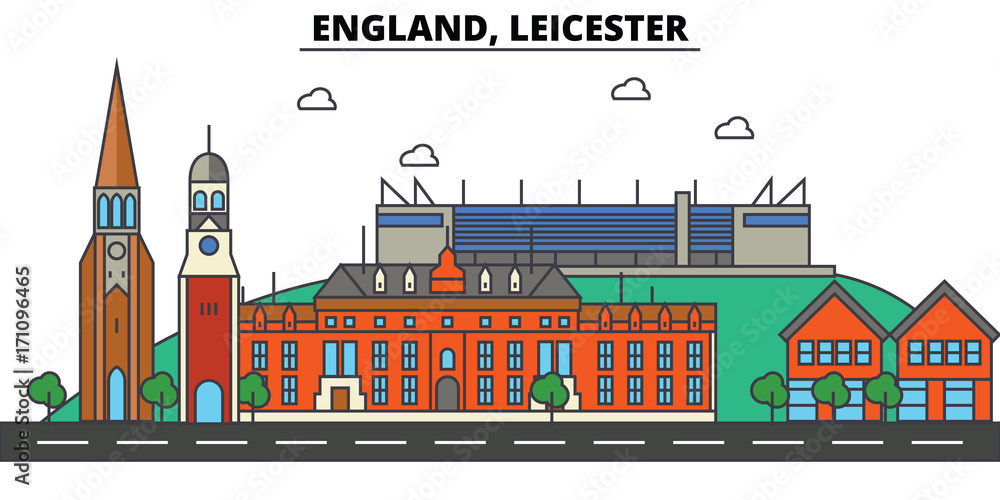 England, Leicester. City skyline: architecture, buildings, streets ...