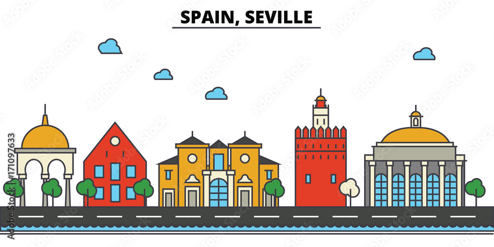 Spain, Seville. City skyline: architecture, buildings, streets ...