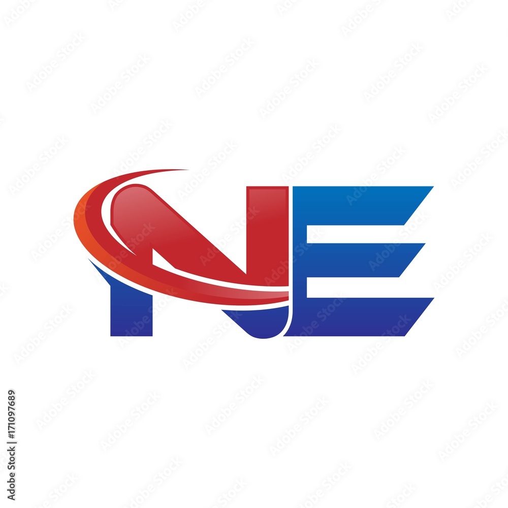 modern vector initial letters logo swoosh ne red blue Stock Vector ...