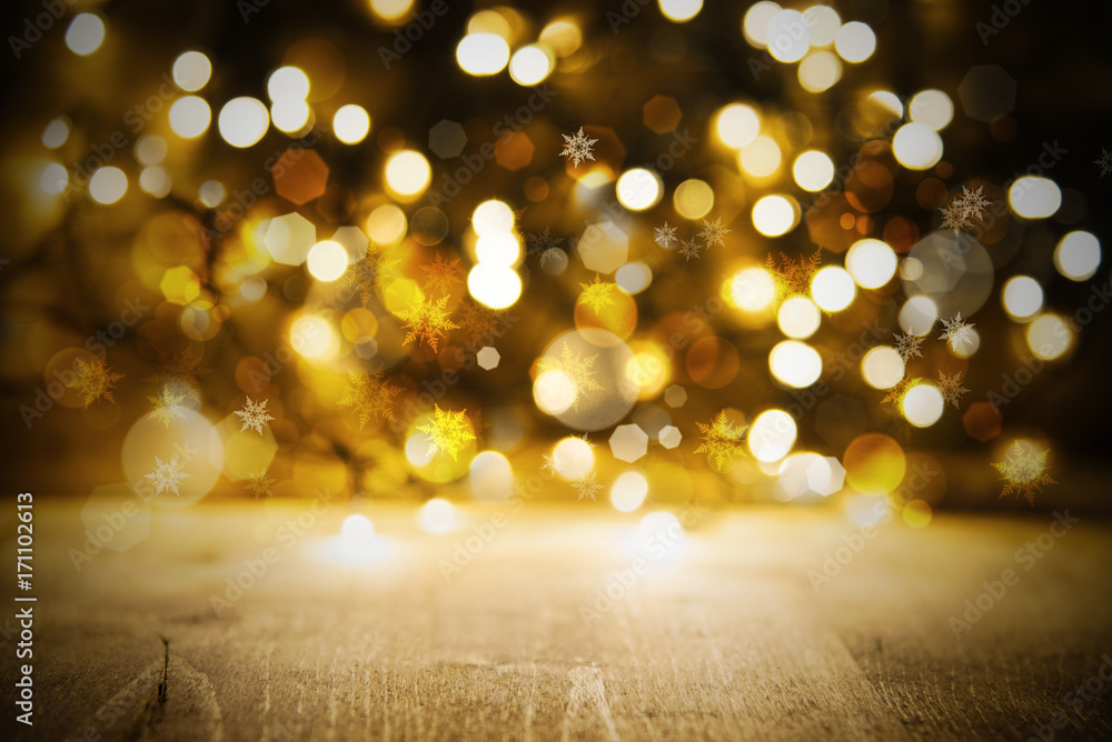 Christmas Golden Lights Background, Party Or Celebration Texture With ...