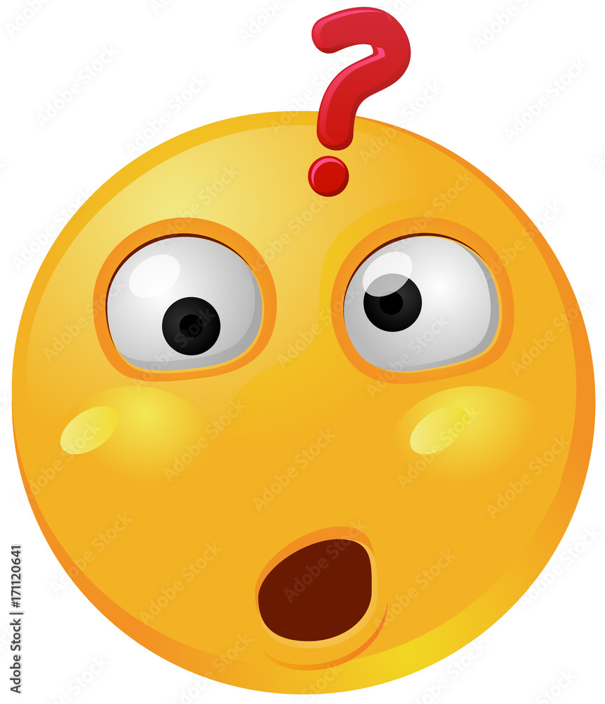 Wondering yellow emoji vector image Stock Vector | Adobe Stock
