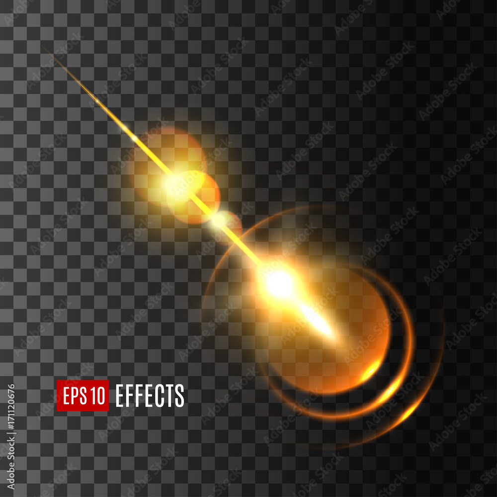 Glowing light effect with rays and lens flare Stock Vector | Adobe Stock