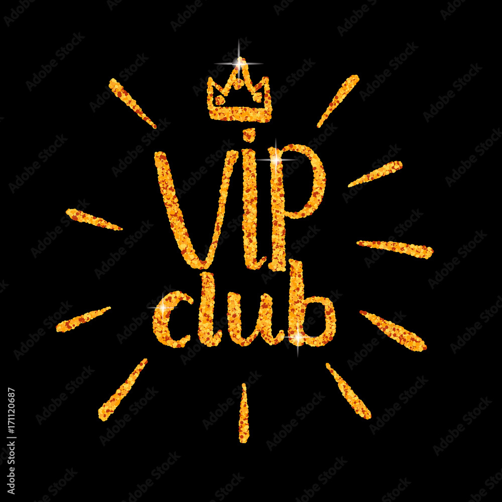 Vip club glitter logo lettering. Vector illustration Stock Vector ...