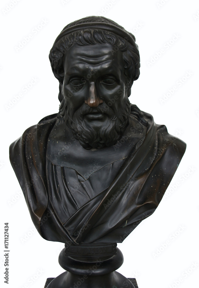 Bronze sculpture bust of Plato or Platon ancient greek philosopher ...